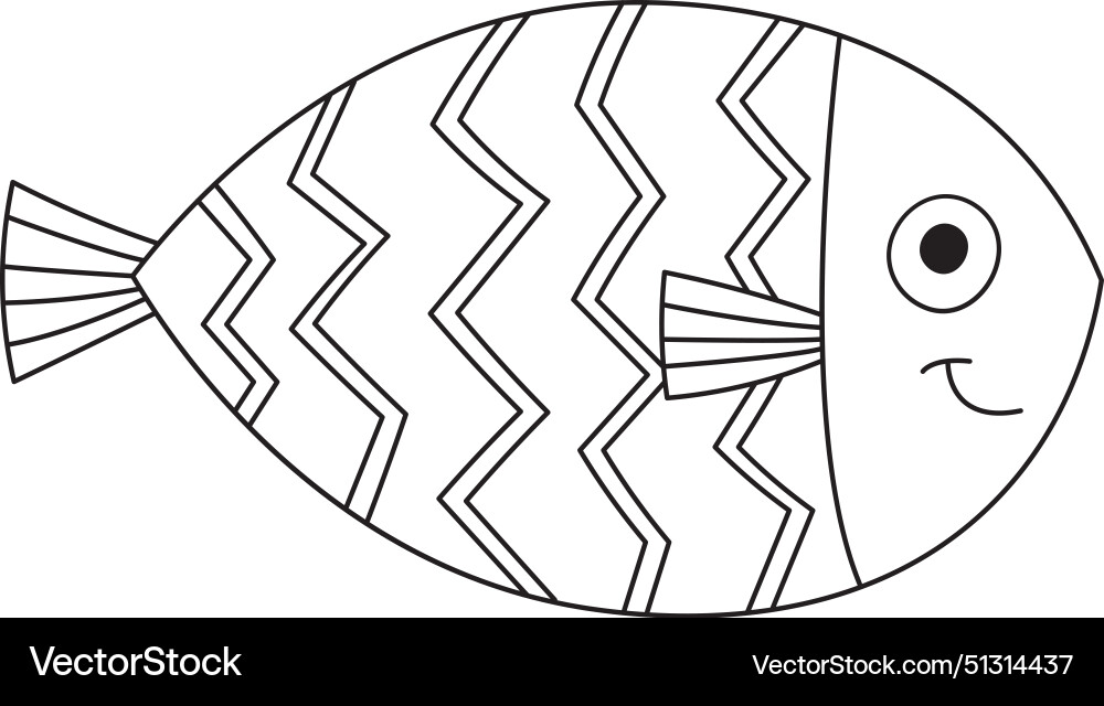 Freshwater fish outline Royalty Free Vector Image