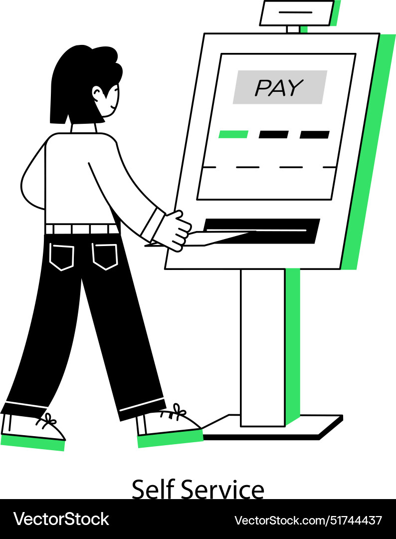 Latest outline mini of self service Royalty Free Vector