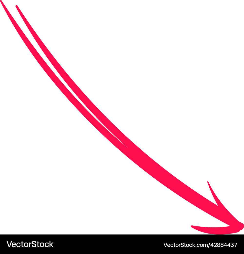 Red decline arrow loss symbol doodle sign Vector Image