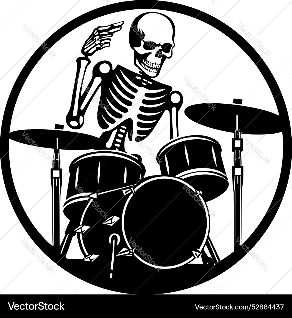 Skull sticks rock musician emblem percussion Vector Image