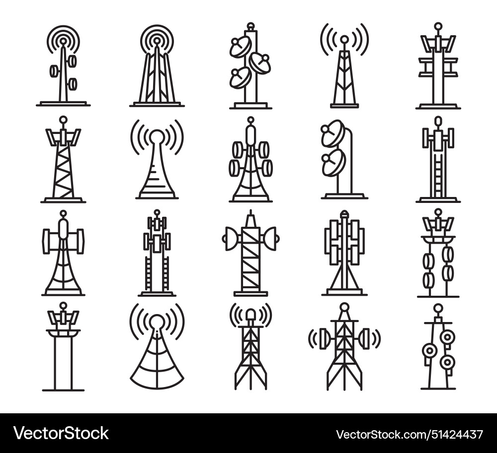 Transmitter tower icons Royalty Free Vector Image