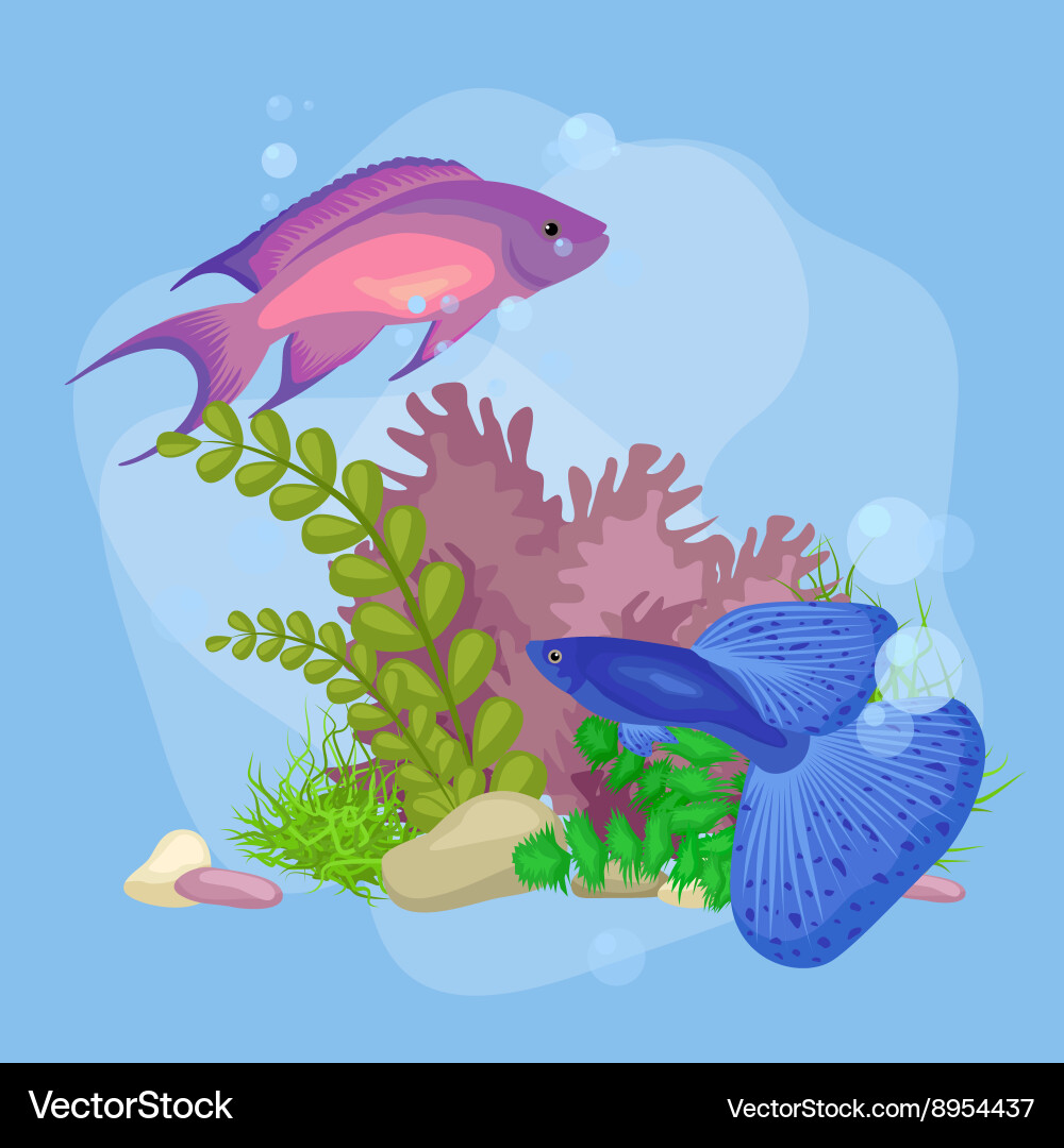 Unterwasserwelt Hintergrund mit Fisch Lizenzfreier Vektor