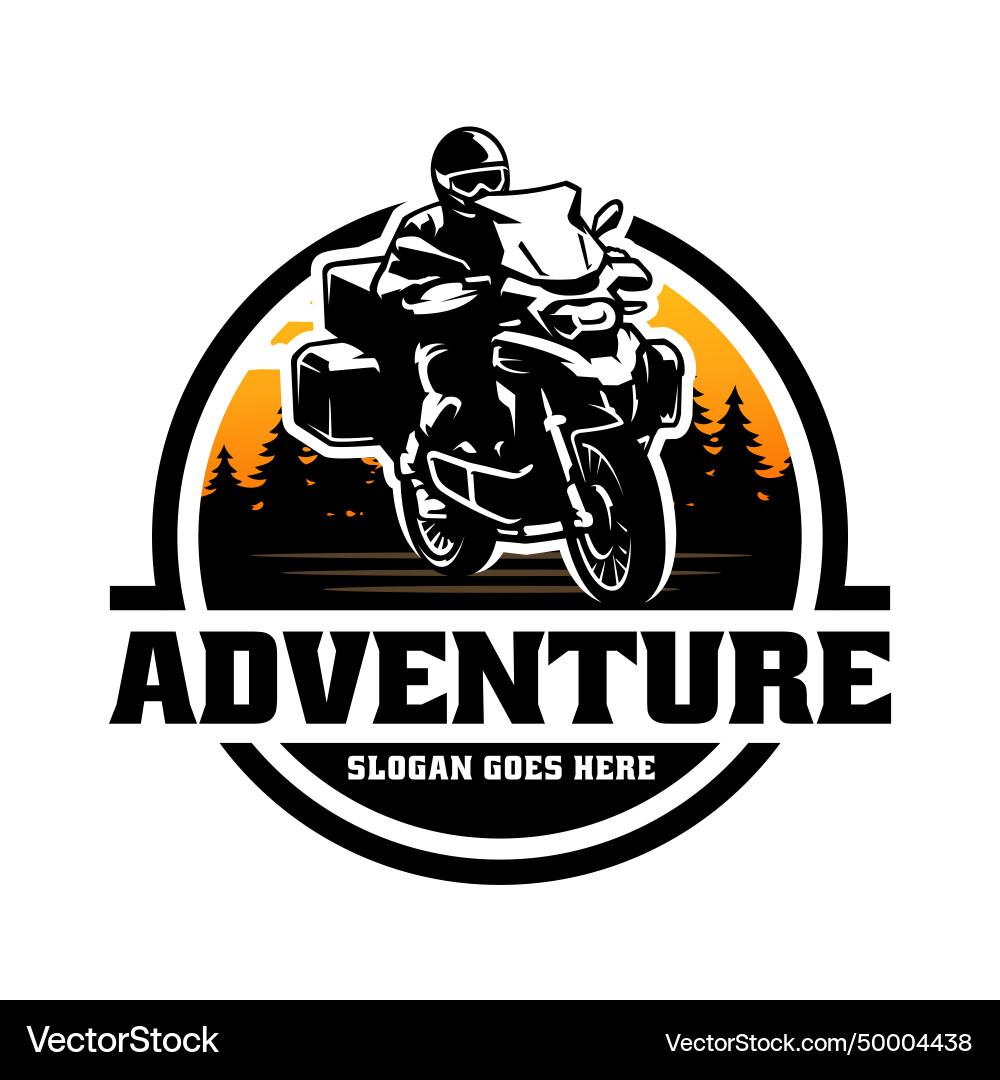 Adventure motorcycle logo Royalty Free Vector Image