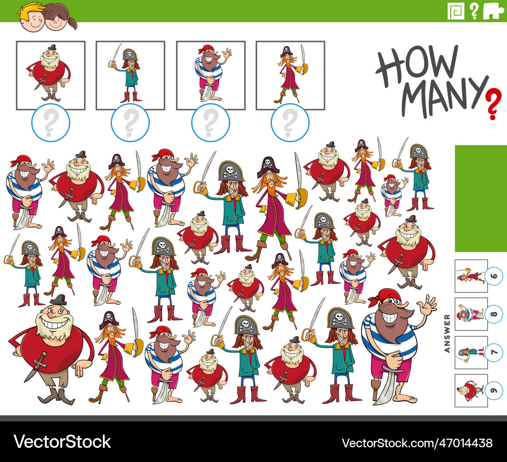 Cartoon Pirate Counting Game Royalty Free Vector Image
