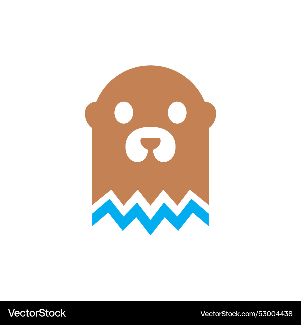 Cute seals head aquatic animal flat logo design Vector Image