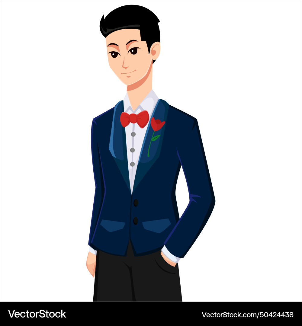 Groom wedding character design Royalty Free Vector Image