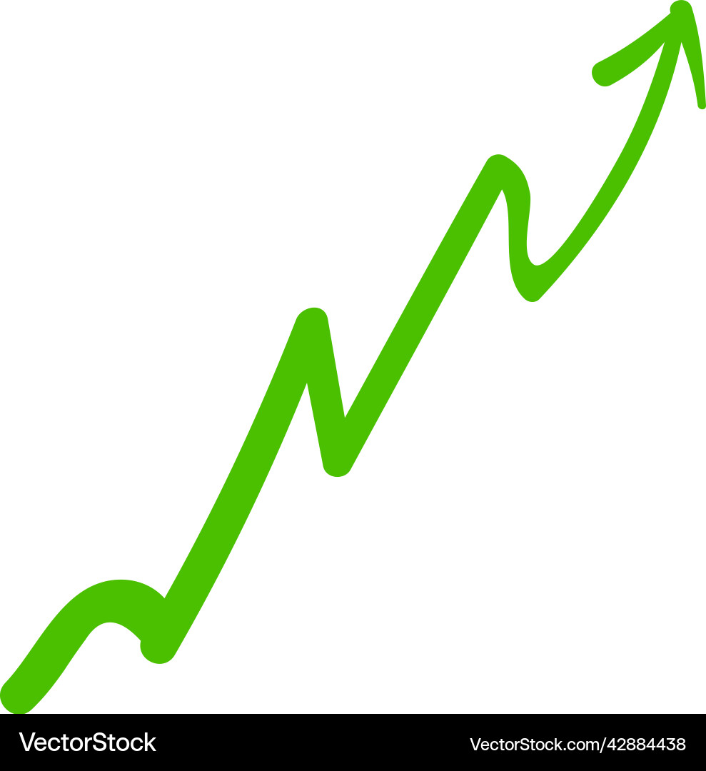 Growth line chart arrow doodle positive trend Vector Image