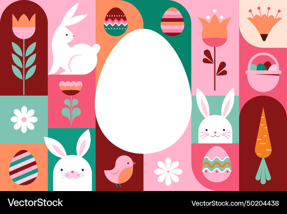 Happy easter geometric background egg card Vector Image