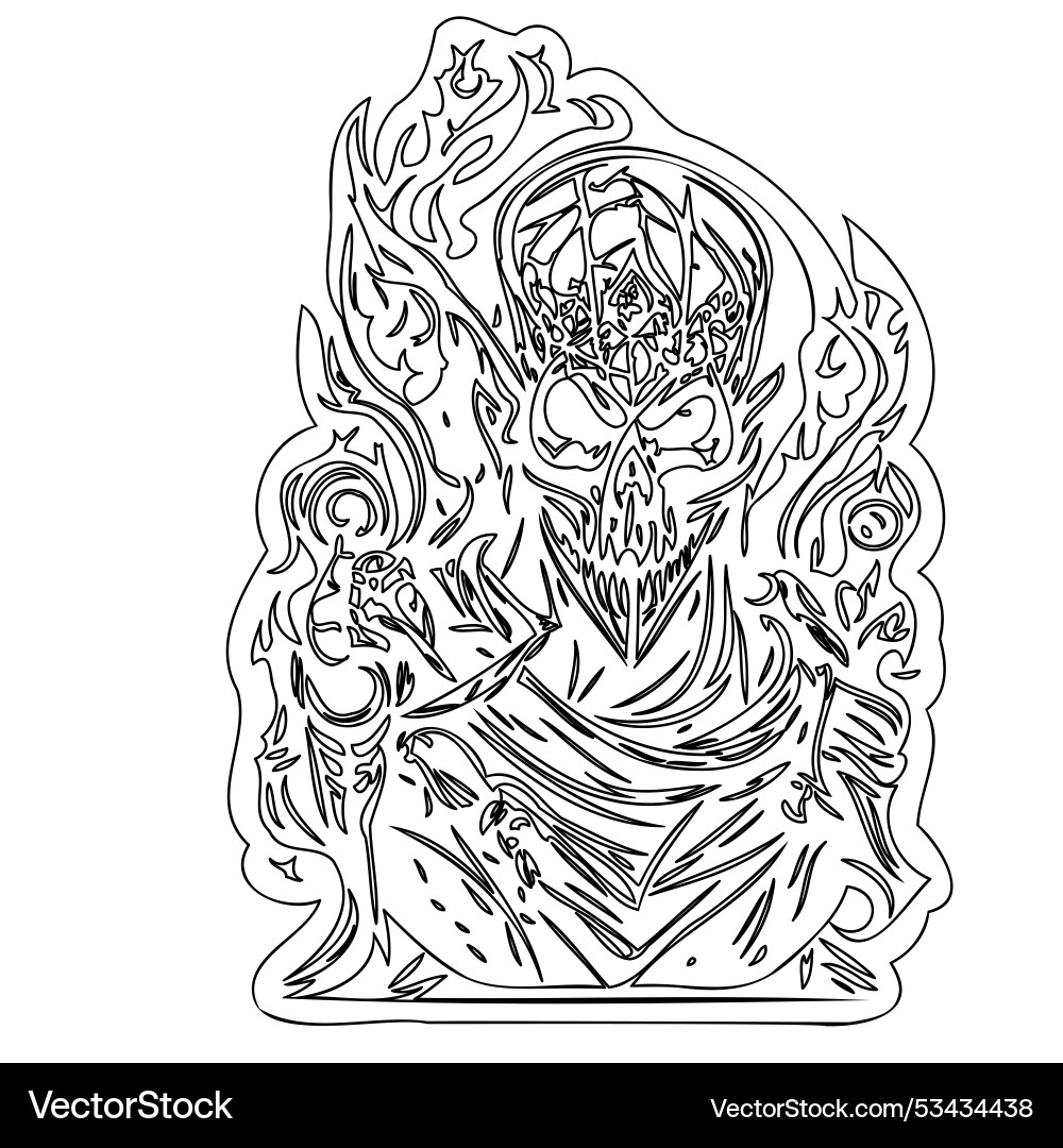 Lich monster outline sketch Royalty Free Vector Image