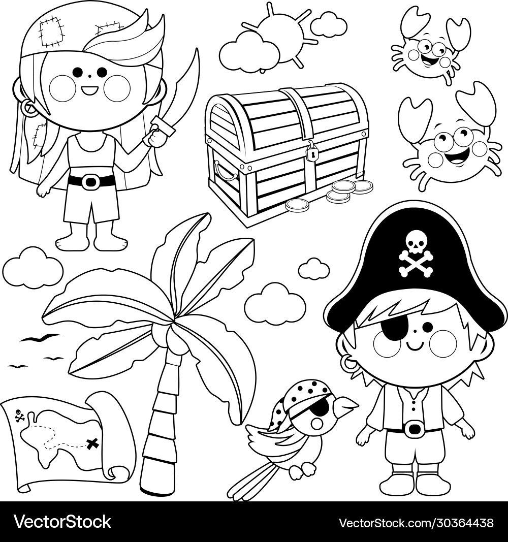 Pirate children set Royalty Free Vector Image - VectorStock