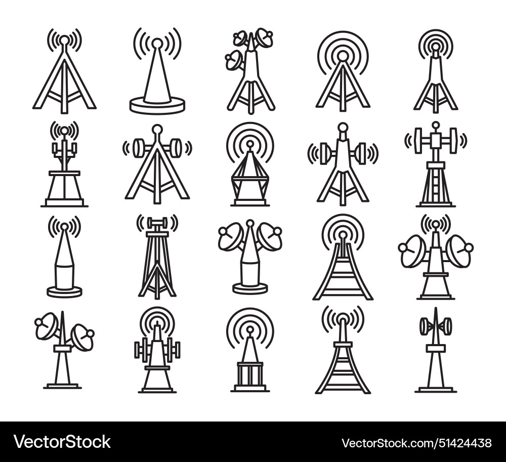 Radio mast icons Royalty Free Vector Image - VectorStock