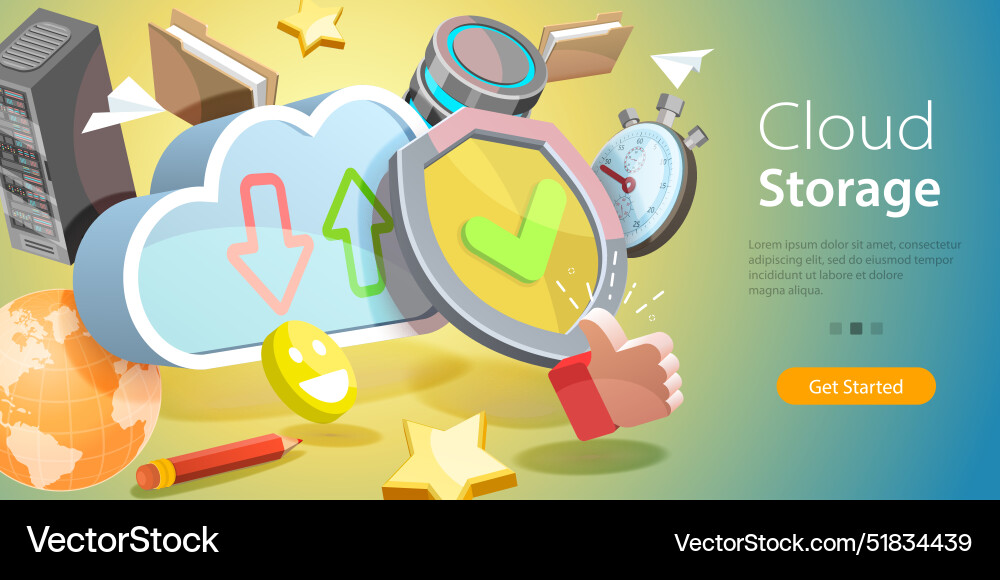 3d of cloud storage Royalty Free Vector Image - VectorStock