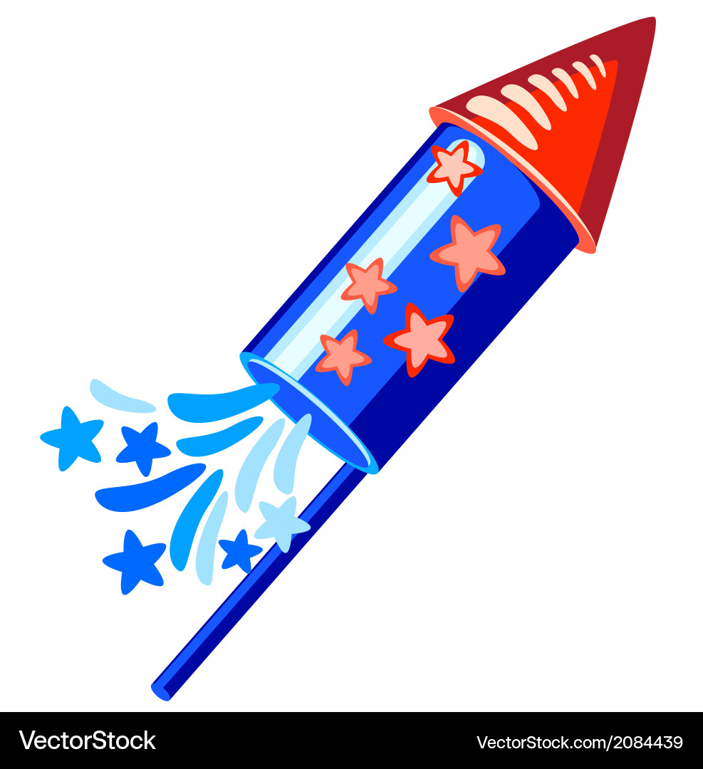 4th july blue rocket Royalty Free Vector Image