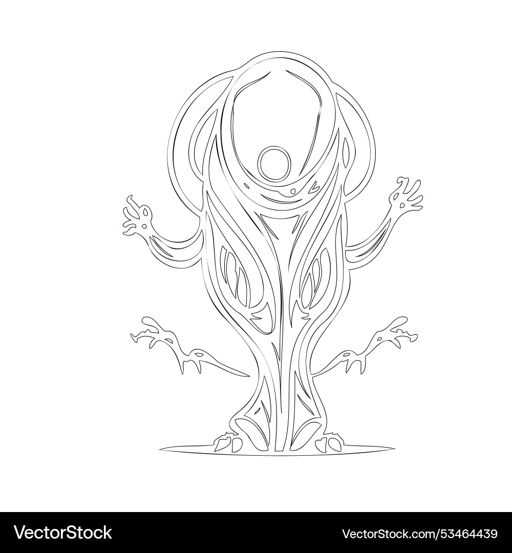 Alien monster outline sketch Royalty Free Vector Image