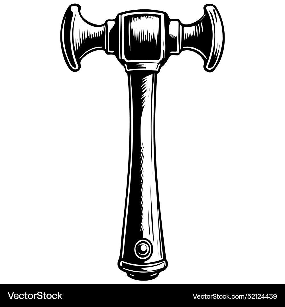 Drawing hammer line head art black Royalty Free Vector Image