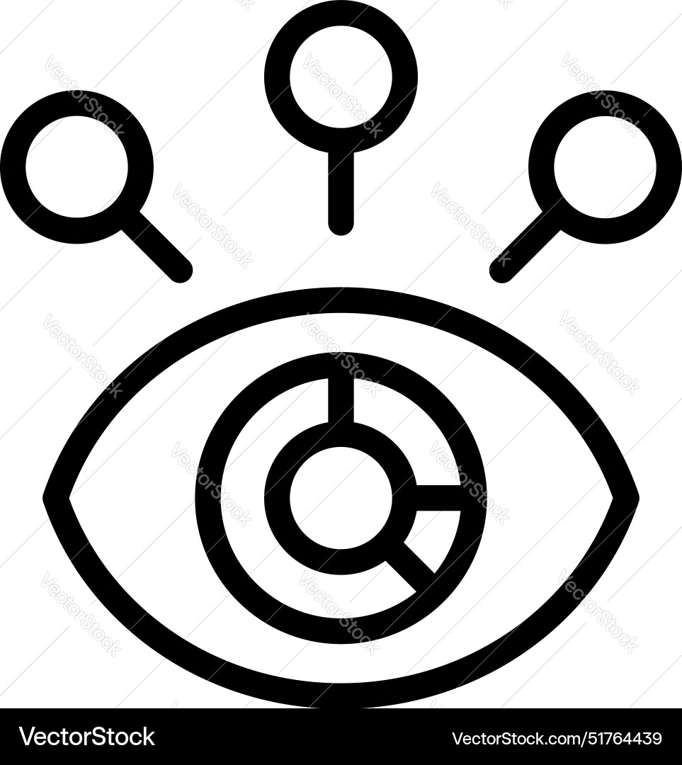 Eye analyzing market data with magnifying glass Vector Image