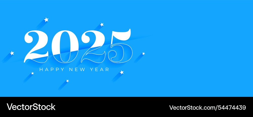 Happy new year 2025 blue banner design Royalty Free Vector