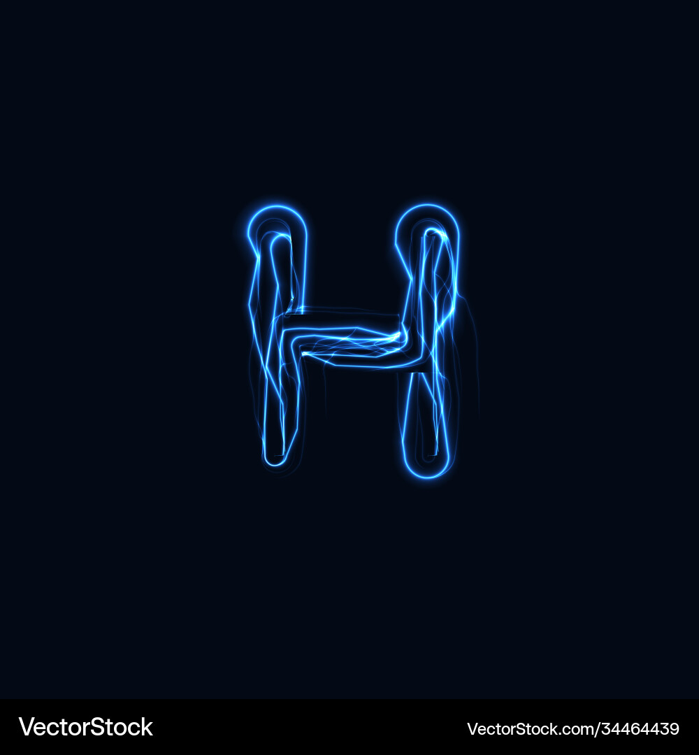 Lightning realistic letter h bright gloving logo Vector Image