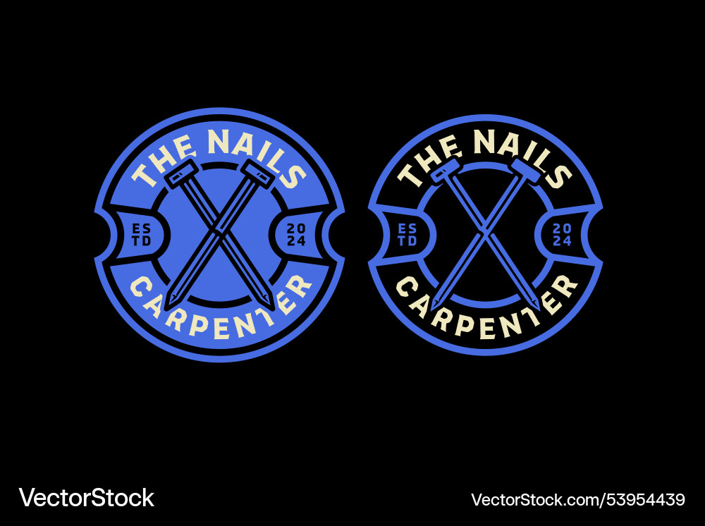 Nail crossed spike retro badge logo set Royalty Free Vector