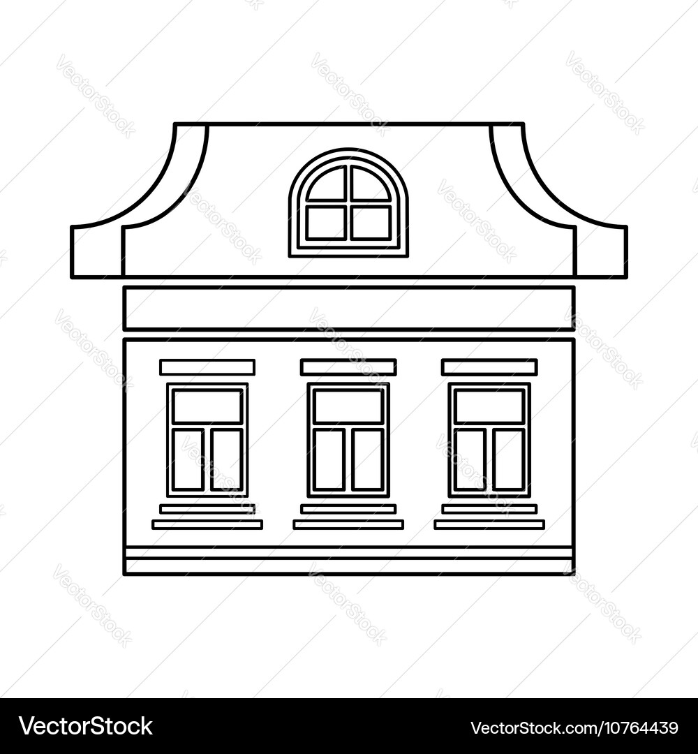 One storey house with three windows icon Vector Image
