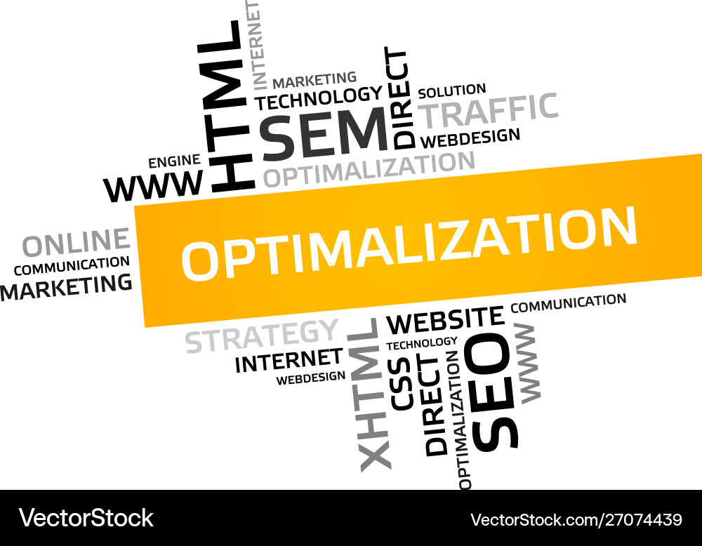 Optimalization word cloud tag graphic Royalty Free Vector