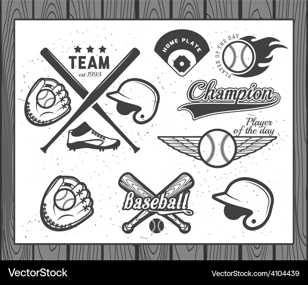 Vintage Baseball Labels & Badges Set Vector Image