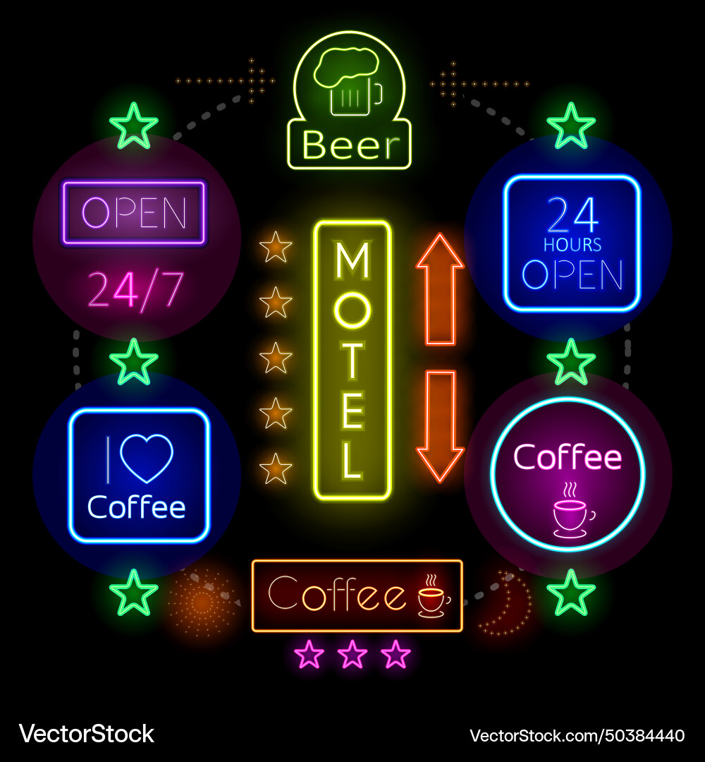 Advertising neon signs concept Royalty Free Vector Image