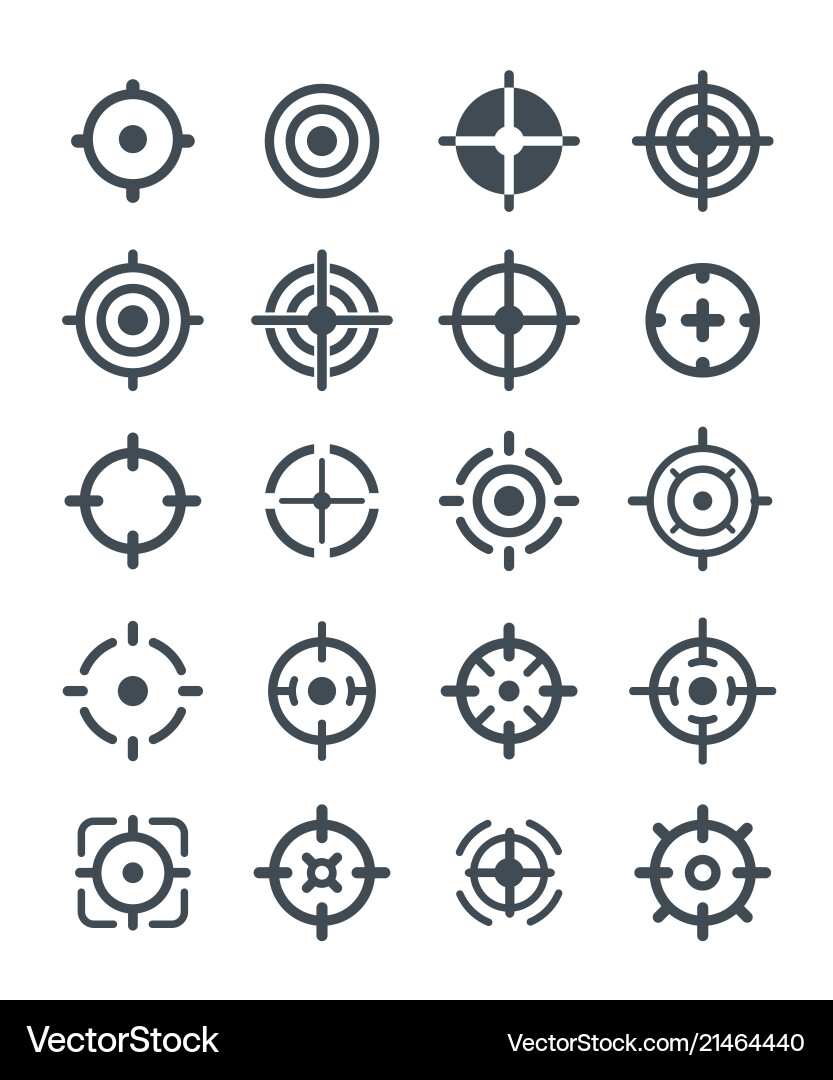 Black target icons on the white background Vector Image