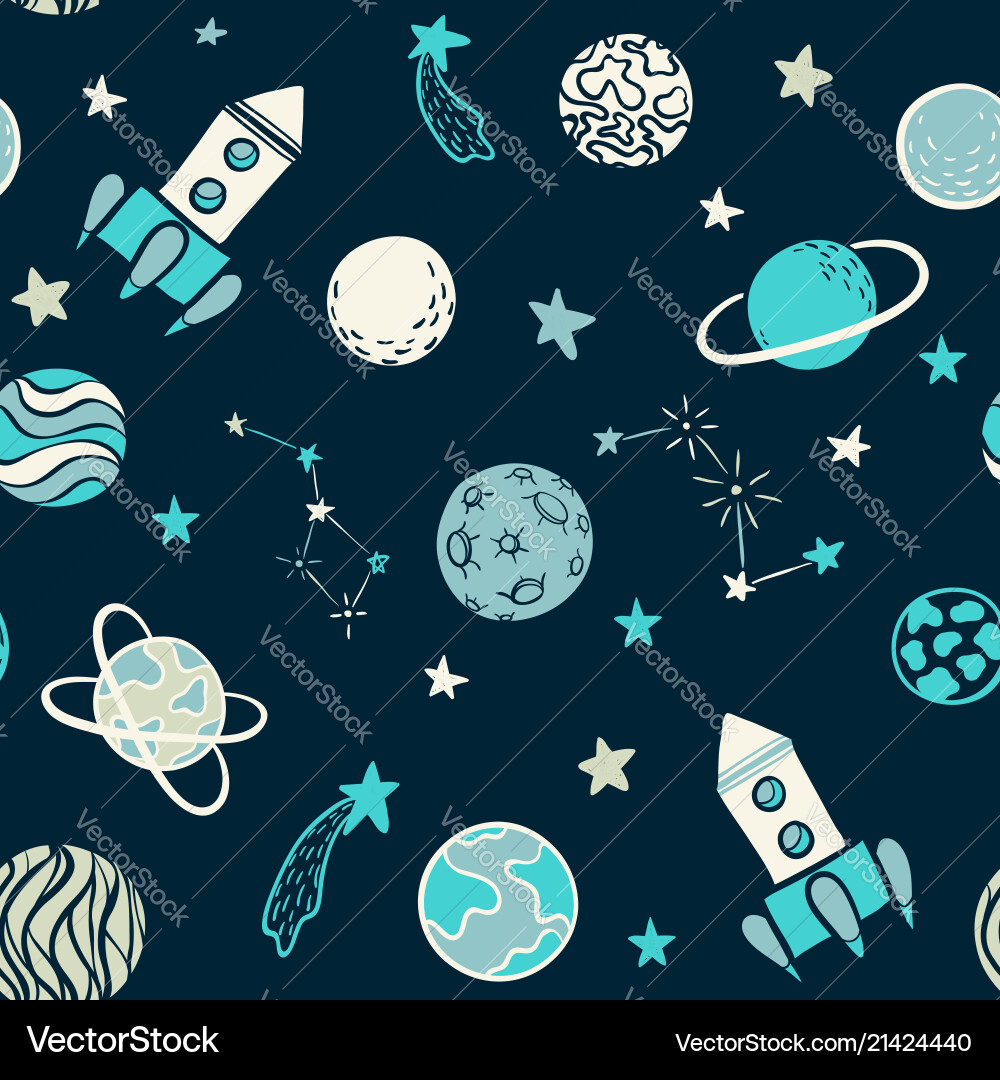 Childish seamless pattern hand drawn space Vector Image