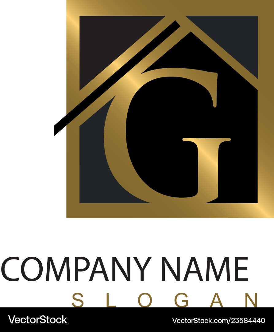 Gold Letter G House Logo Royalty Free Vector Image