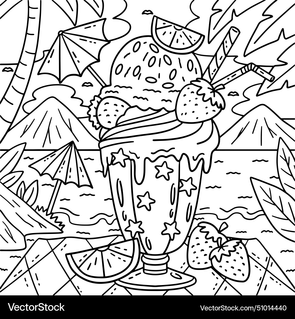 Ice cream shake coloring page for kids Royalty Free Vector