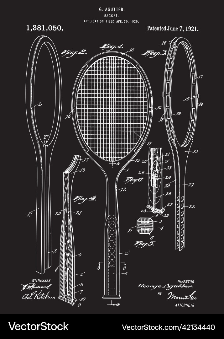 Racket patent Royalty Free Vector Image - VectorStock