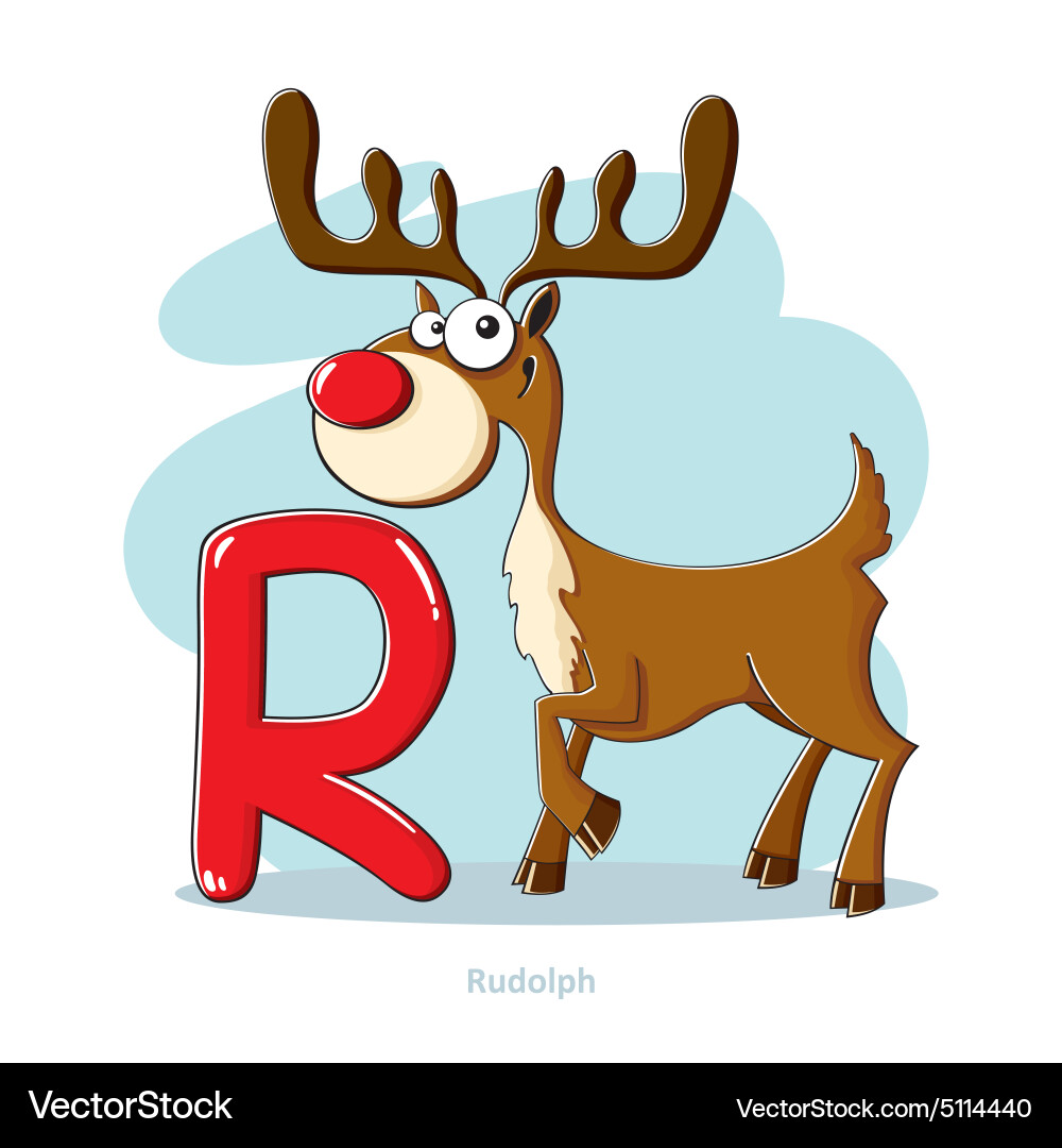 Rudolph Alphabet Letter R Cartoon Royalty Free Vector Image