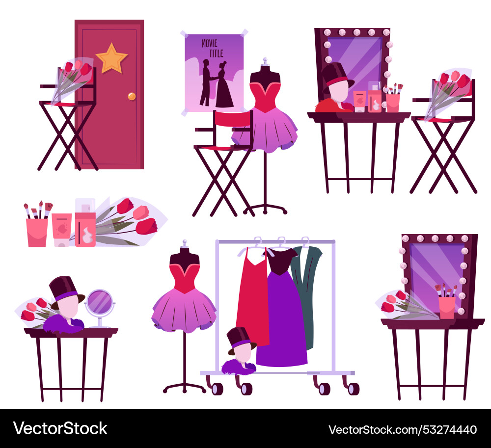 Set of depicting a studio Royalty Free Vector Image