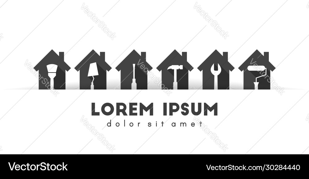 Tools and buildings as renovation concept Vector Image