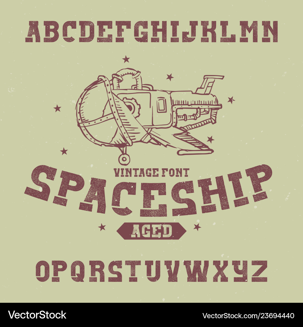 Vintage label font named spaceship Royalty Free Vector Image