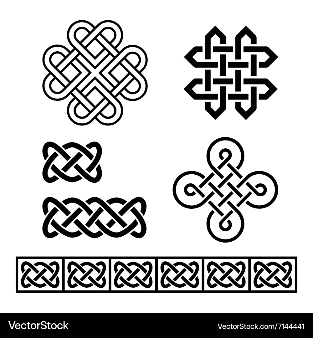 Celtic irish patterns and braids Royalty Free Vector Image