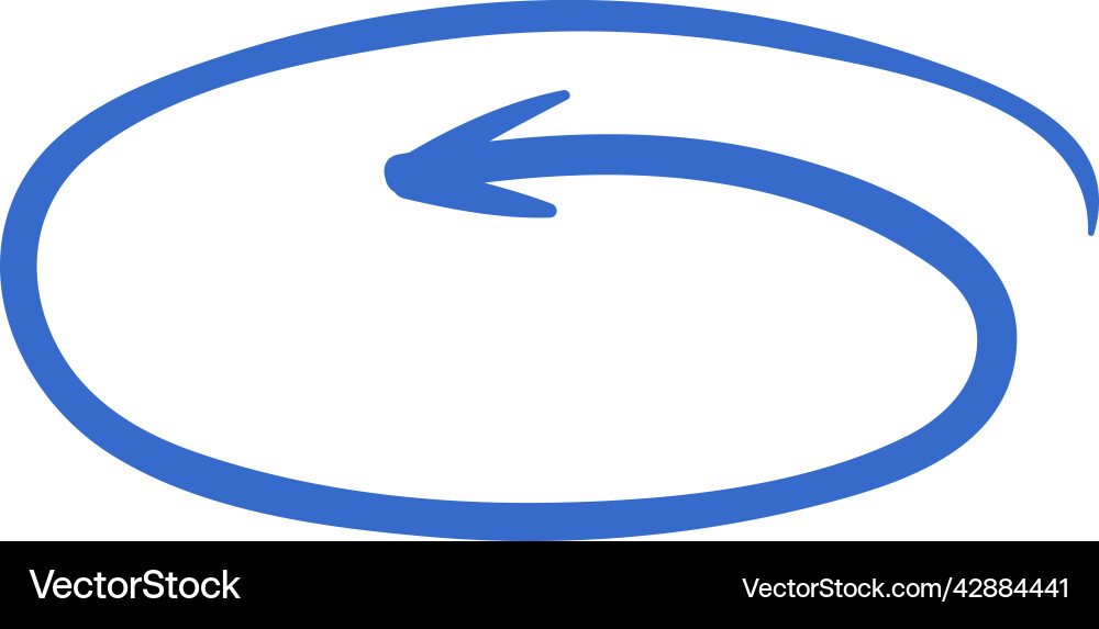 Circular blue arrow cycle doodle repeat symbol Vector Image
