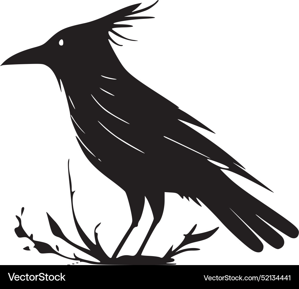 Crow - black and white Royalty Free Vector Image