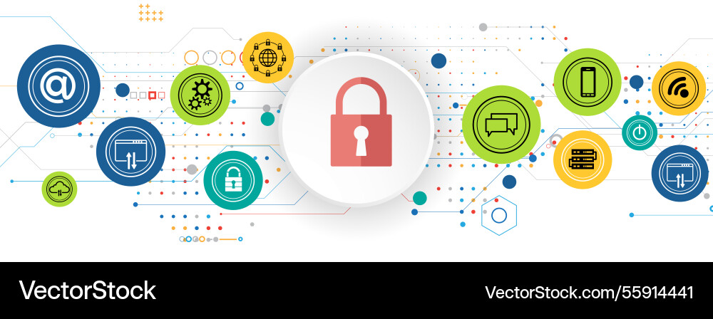 Cyber security lock icon in personal data Vector Image