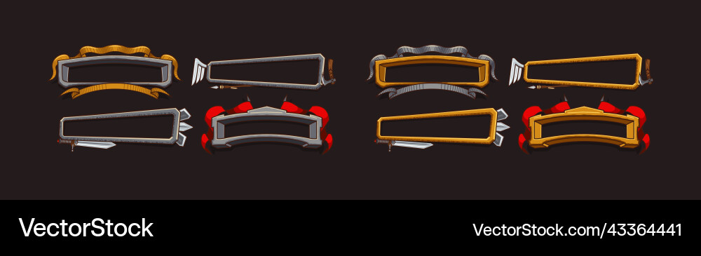 Fantasy frames with medieval weapon for rpg game Vector Image