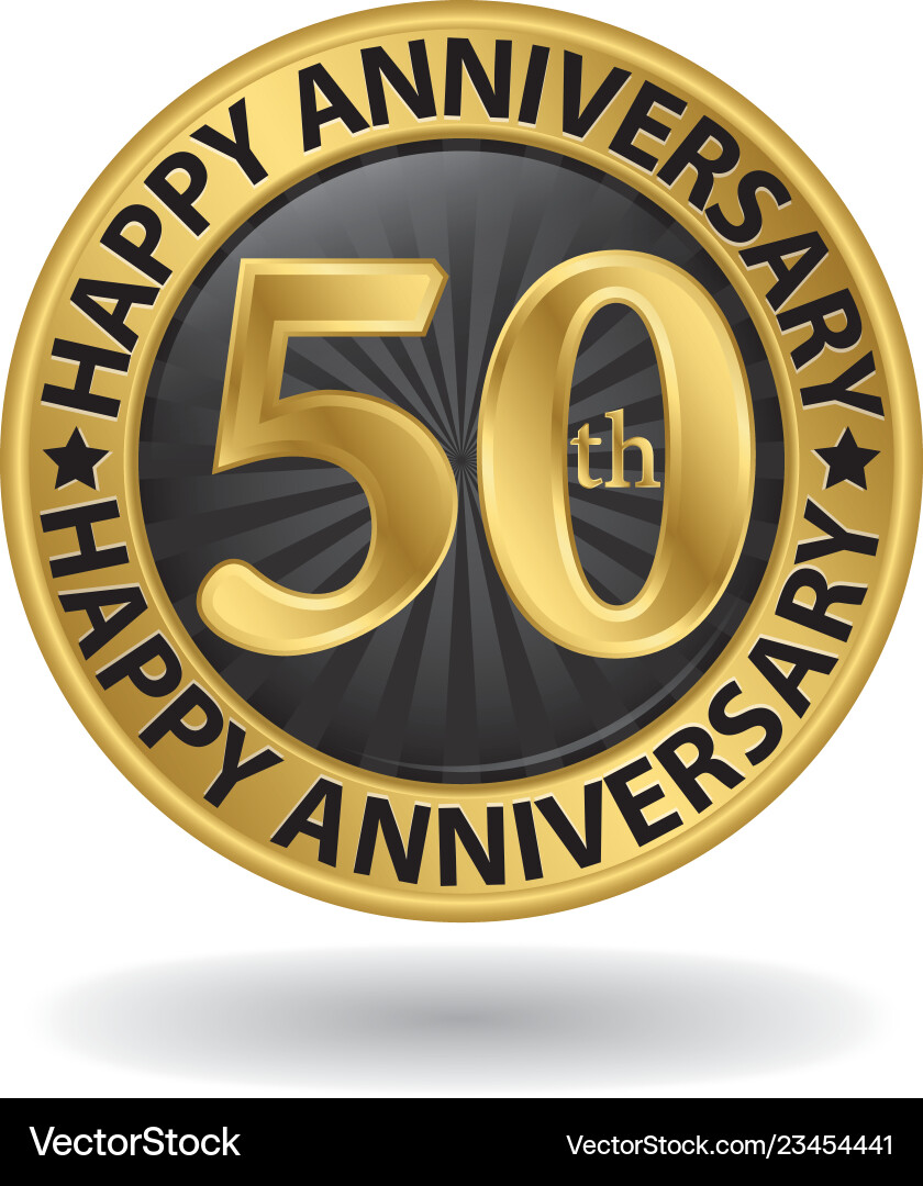Happy 50th years anniversary gold label Royalty Free Vector
