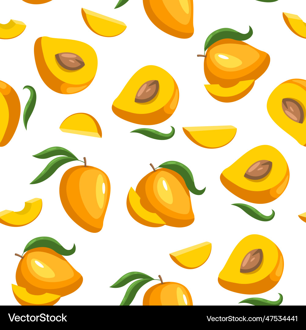 Mango pattern exotic green tropical ripe fruit Vector Image