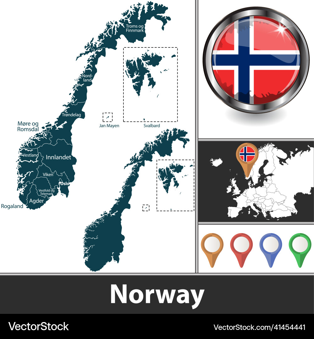 Map of norway Royalty Free Vector Image - VectorStock