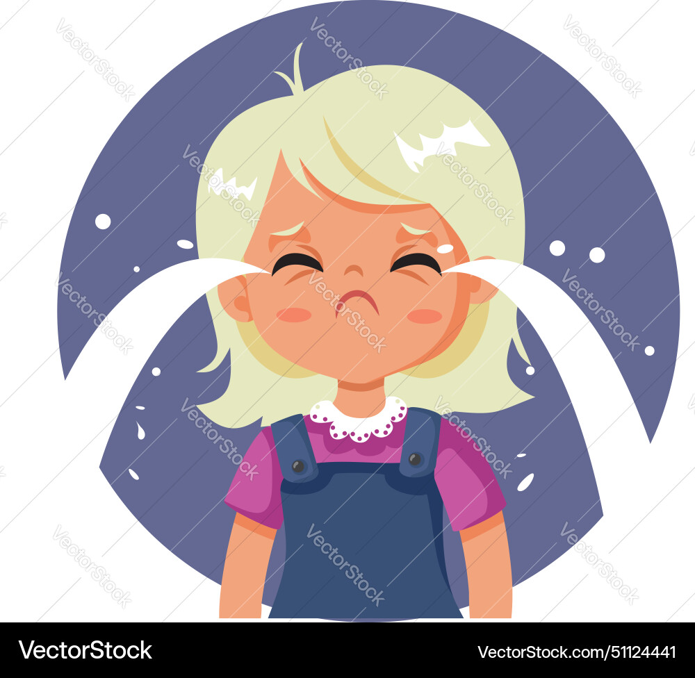 Sad child crying feeling upset cartoon character Vector Image