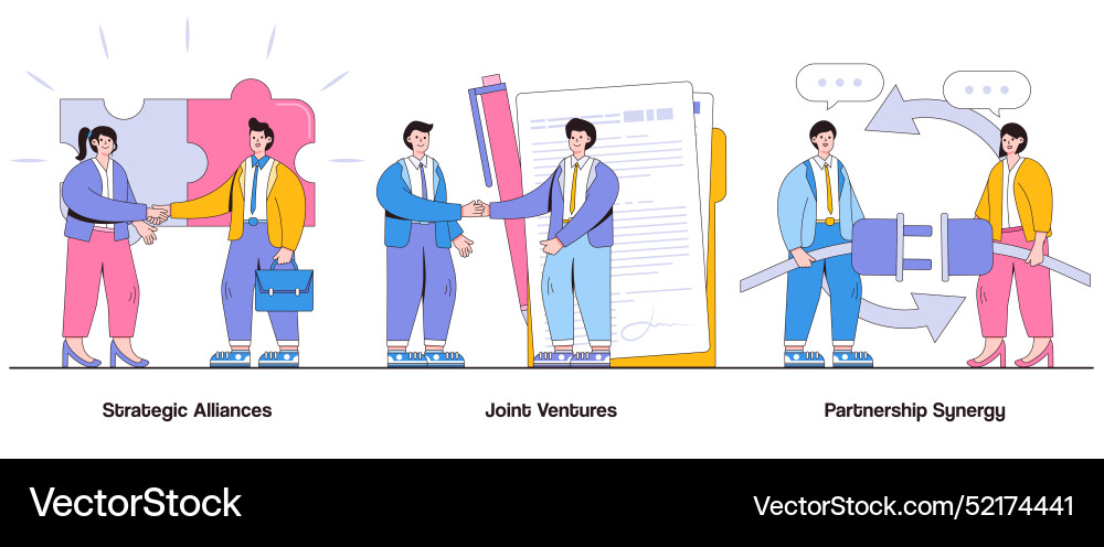 Strategic alliances joint ventures partnership Vector Image