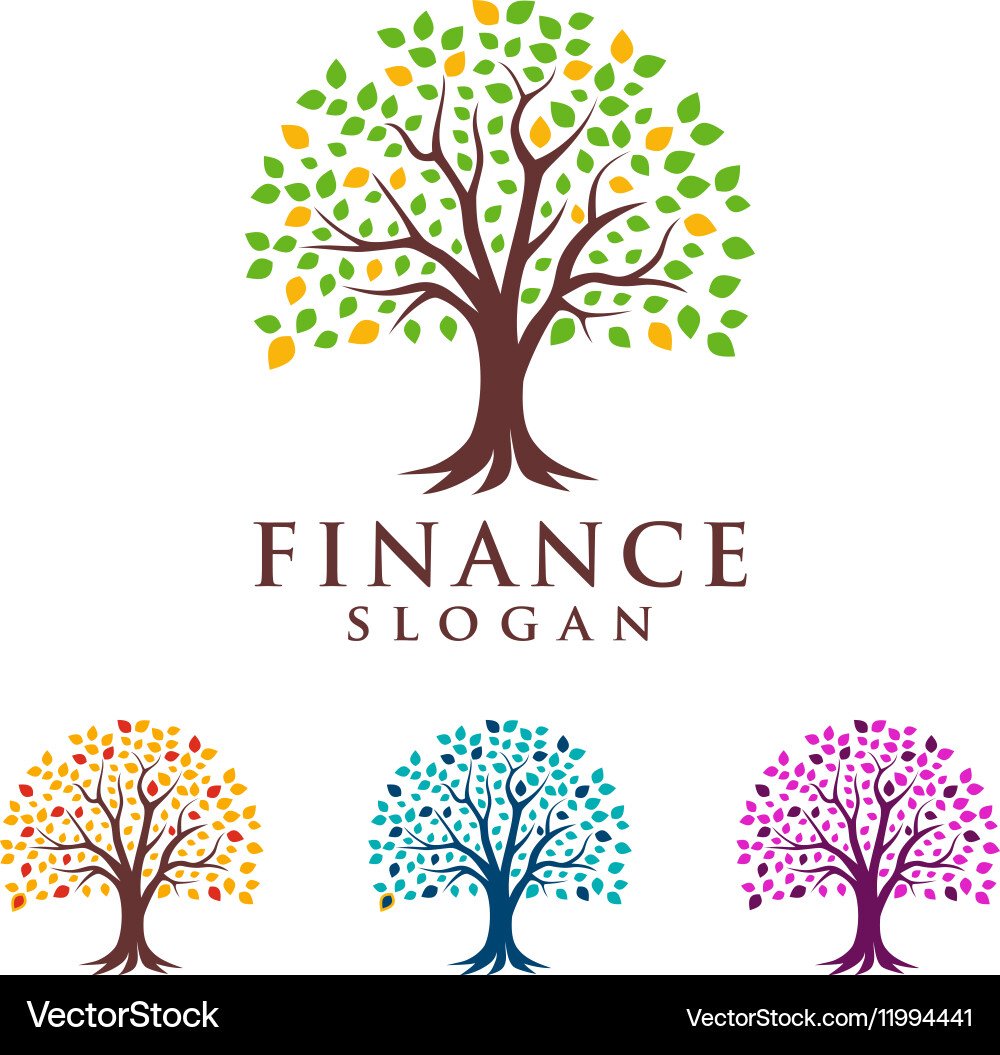 Tree finance logo eco green Royalty Free Vector Image