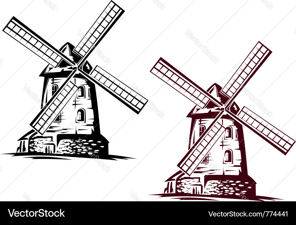 Windmill building Royalty Free Vector Image - VectorStock