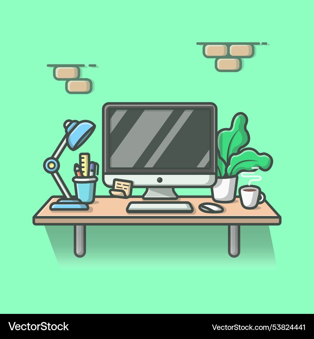 Workspace cartoon Royalty Free Vector Image - VectorStock