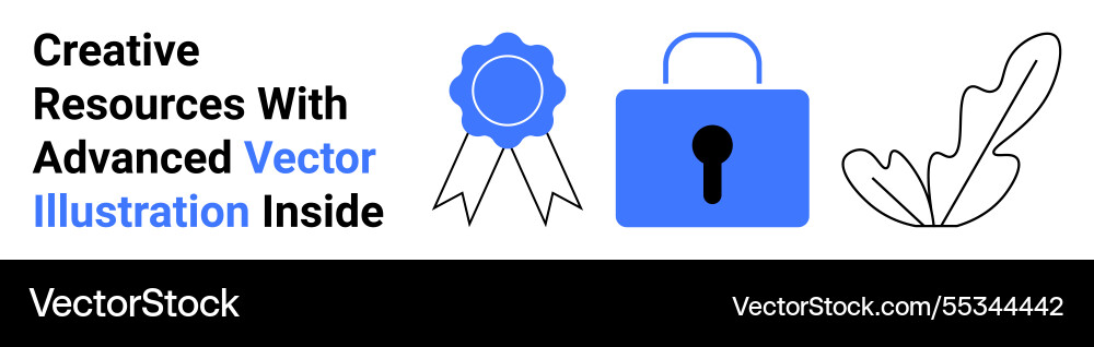 Award ribbon locked padlock and leaf elements Vector Image